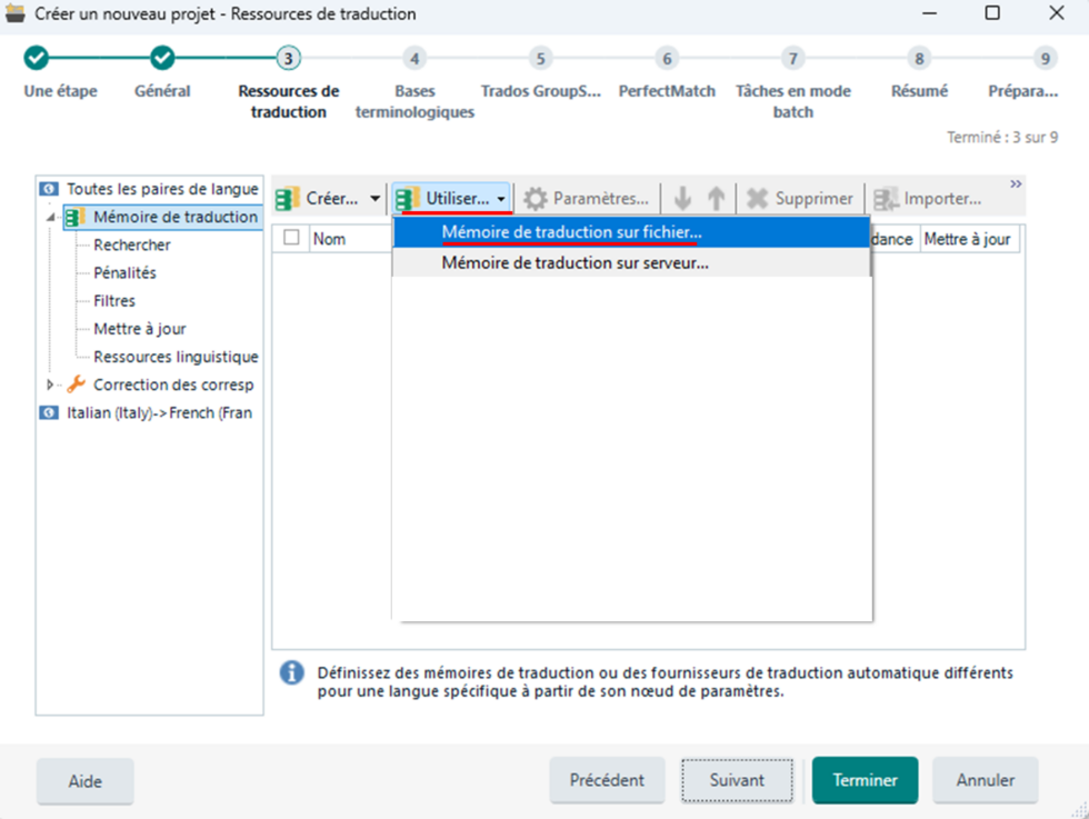 Ajouter une mémoire à un projet de traduction - Formation Traduction